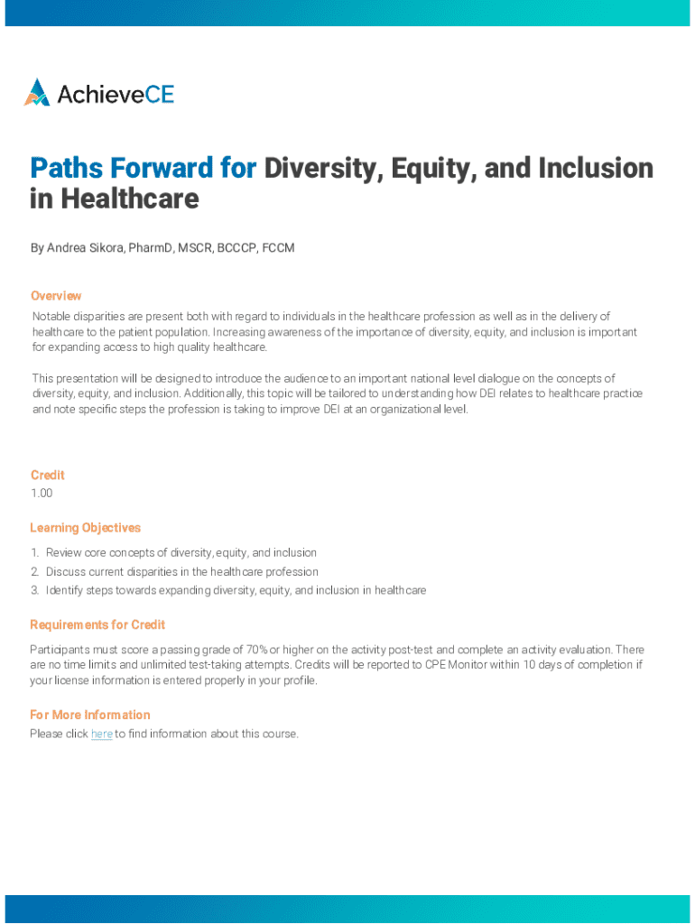 Fillable Online Paths Forward for Diversity, Equity, and Inclusion in ...