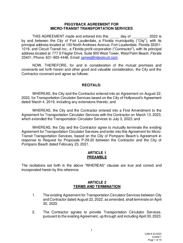 Fillable Online Piggyback Agreement for Micro-transit Transportation ...