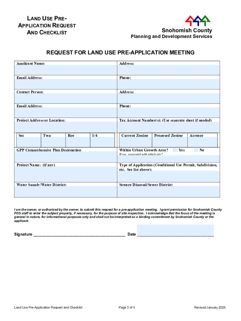 Fillable Online Land Use Pre-Application Request and Checklist Fax Email Print - pdfFiller
