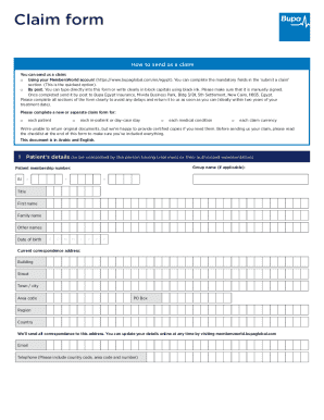 Fillable Online Bupa Egypt Insurance Claim Form Fax Email Print - pdfFiller