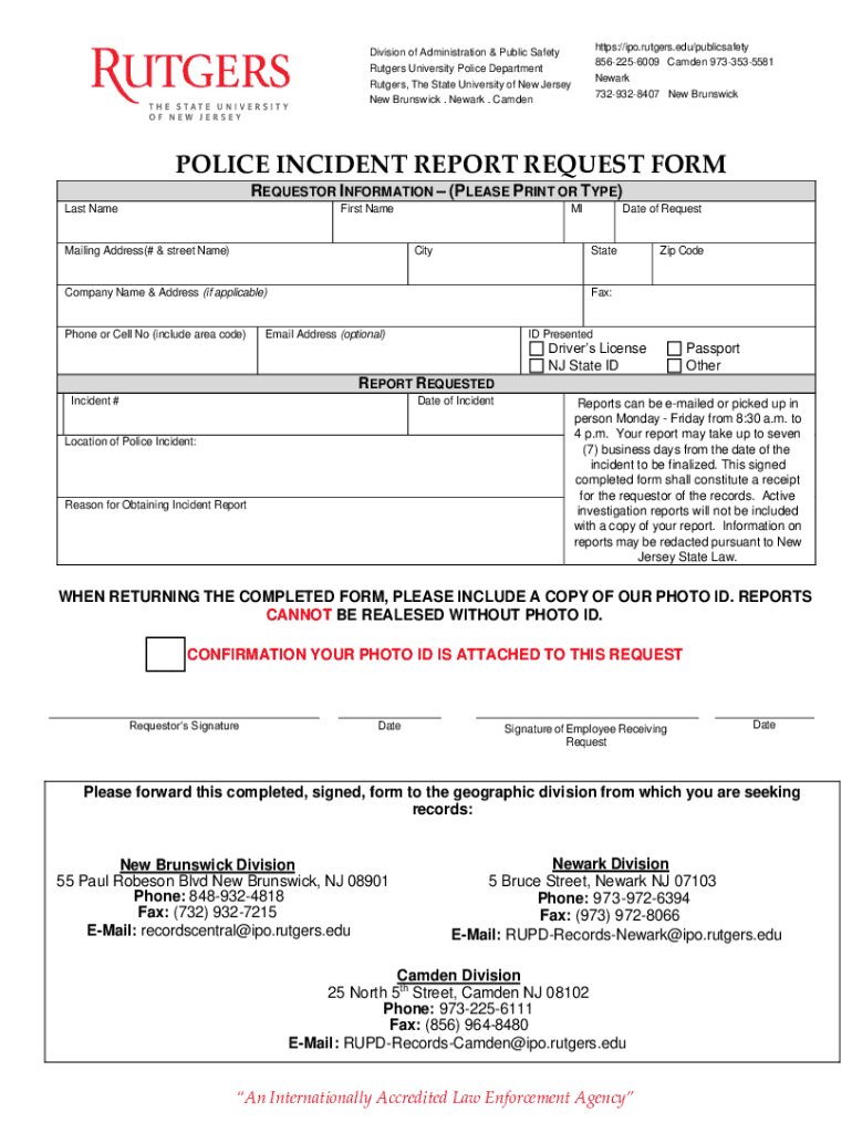 Fillable Online 5-15 INCIDENT REPORT REQUEST FORM.docx Fax Email Print ...