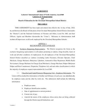 Fillable Online Cleveland Metropolitan School District and Local 860 ...