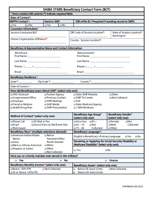 Fillable Online Beneficiary Contact Form (bcf) Fax Email Print - pdfFiller