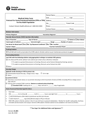 Fillable Online Protocol for Home Parenteral Nutrition (ppn or Tpn) Fax ...