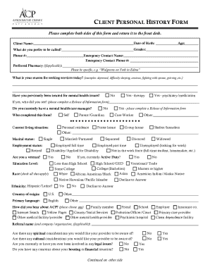 Fillable Online Client Personal History and Consent Form Fax Email ...