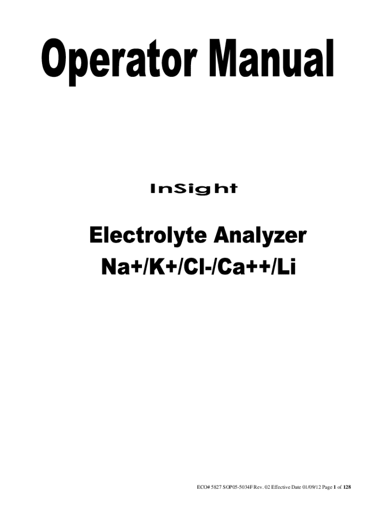Fillable Online Insight Electrolyte Analyzer Instructions for Use Fax Email Print - pdfFiller