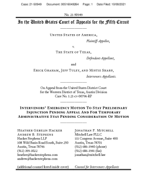 Fillable Online Intervenors’ Emergency Motion to Stay Preliminary ...