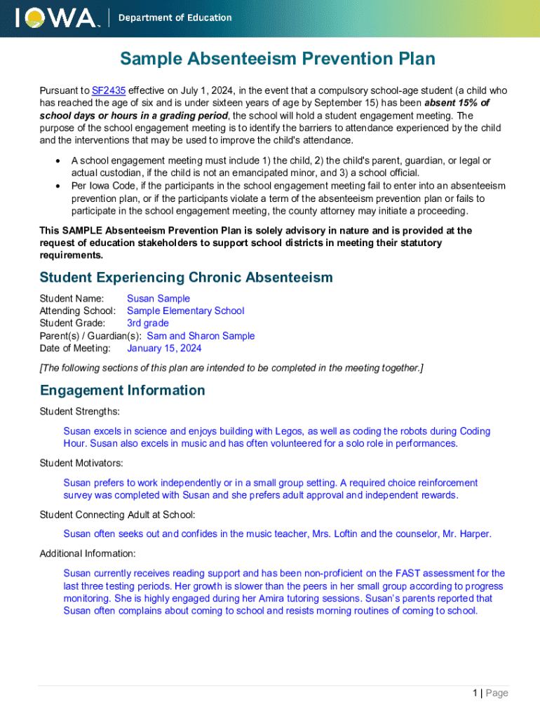 Fillable Online Sample Absenteeism Prevention Plan Fax Email Print ...