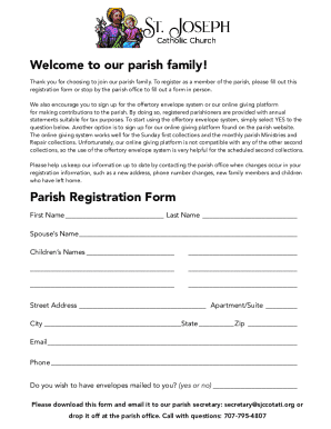 Fillable Online Welcome to Our Parish Family Fax Email Print - pdfFiller