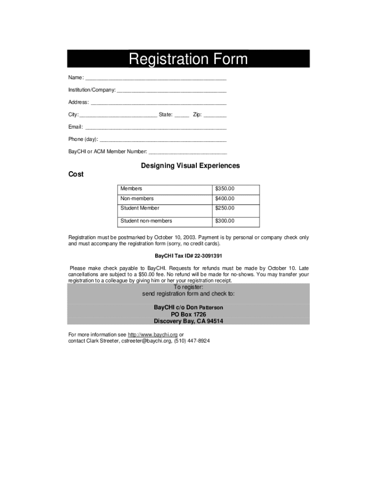 Fillable Online Registration for Designing Visual Experiences Fax Email Print - pdfFiller