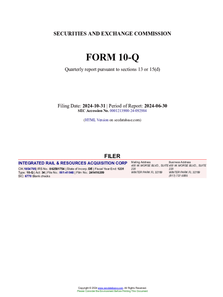 Fillable Online 17 CFR 240.15d-13 -- Quarterly reports on Form 10-Q ...