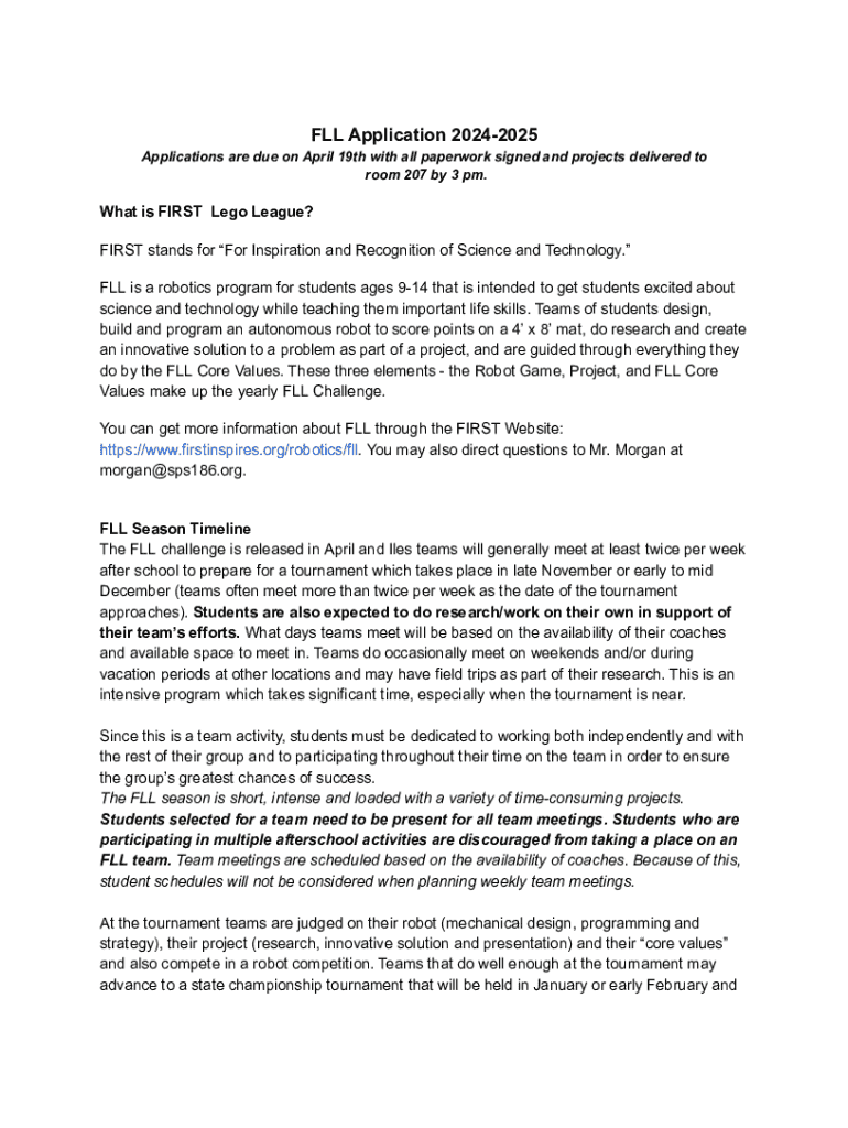 Fillable Online First Lego League Application Fax Email Print - pdfFiller