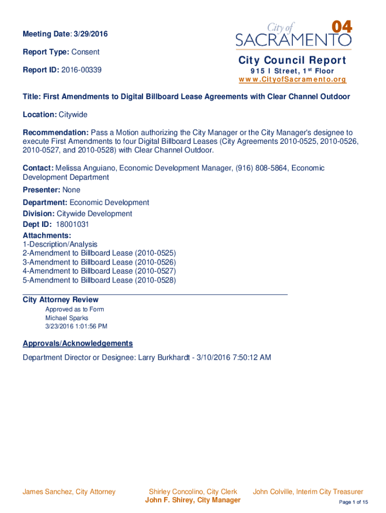 Fillable Online Title: First Amendments to Digital Billboard Lease ...