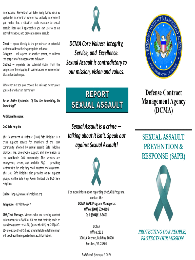Fillable Online Defense Contract Management Agency (DCMA) SEXUAL ...