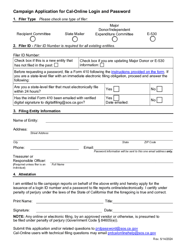 Fillable Online Campaign Password Application Fax Email Print - pdfFiller