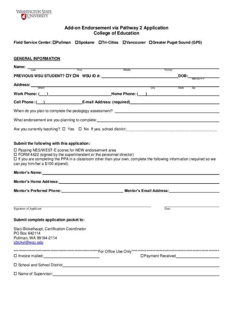 Fillable Online Add-on Endorsement Application Fax Email Print - pdfFiller