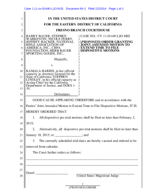 Fillable Online [proposed] Order Granting Joint Amended Motion to ...