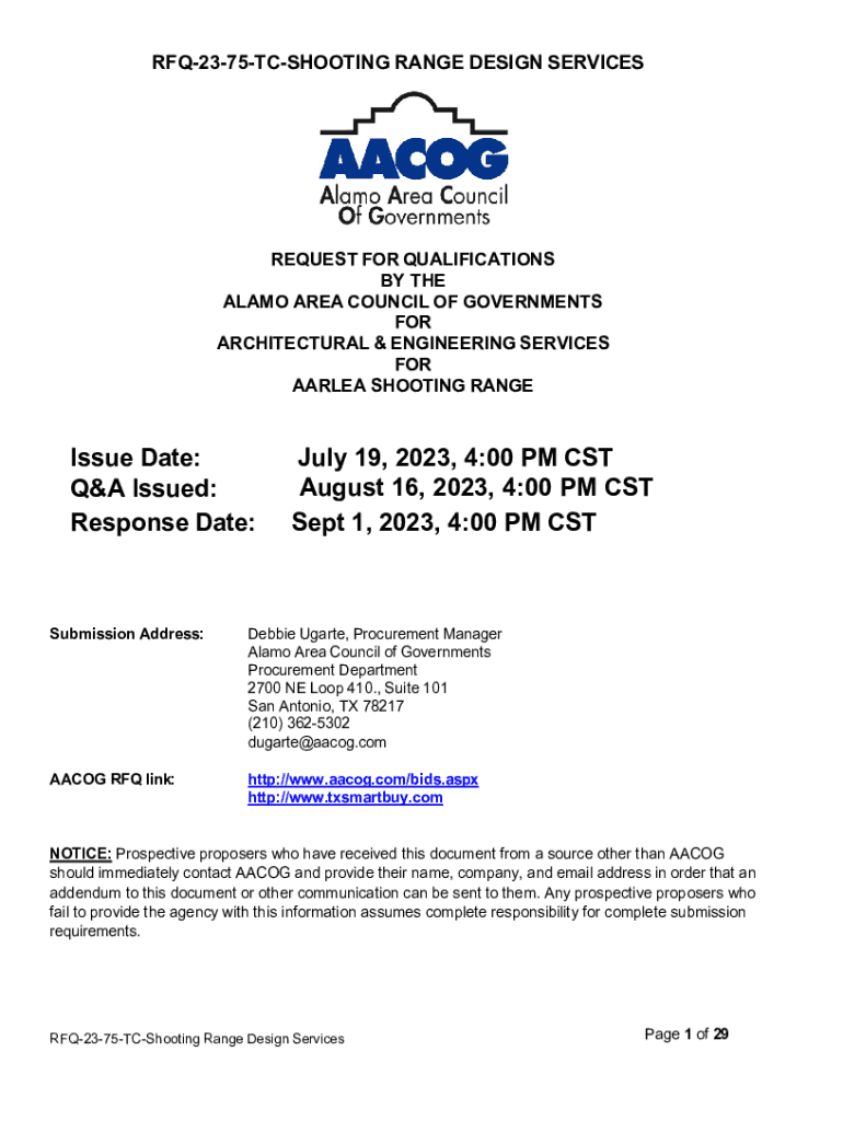 Fillable Online Request for Qualifications for Architectural & Engineering Services for Aarlea ...