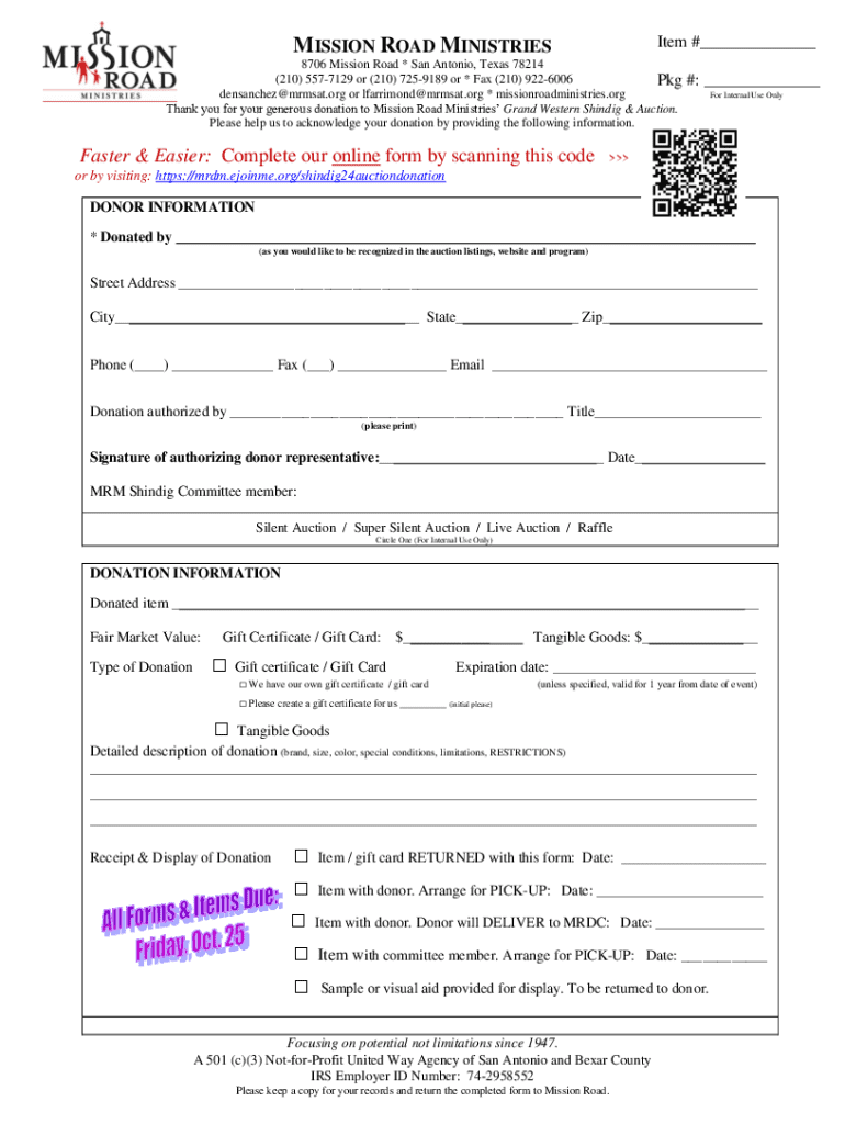 Fillable Online Mission Road Ministries Donation Acknowledgment Fax Email Print - pdfFiller