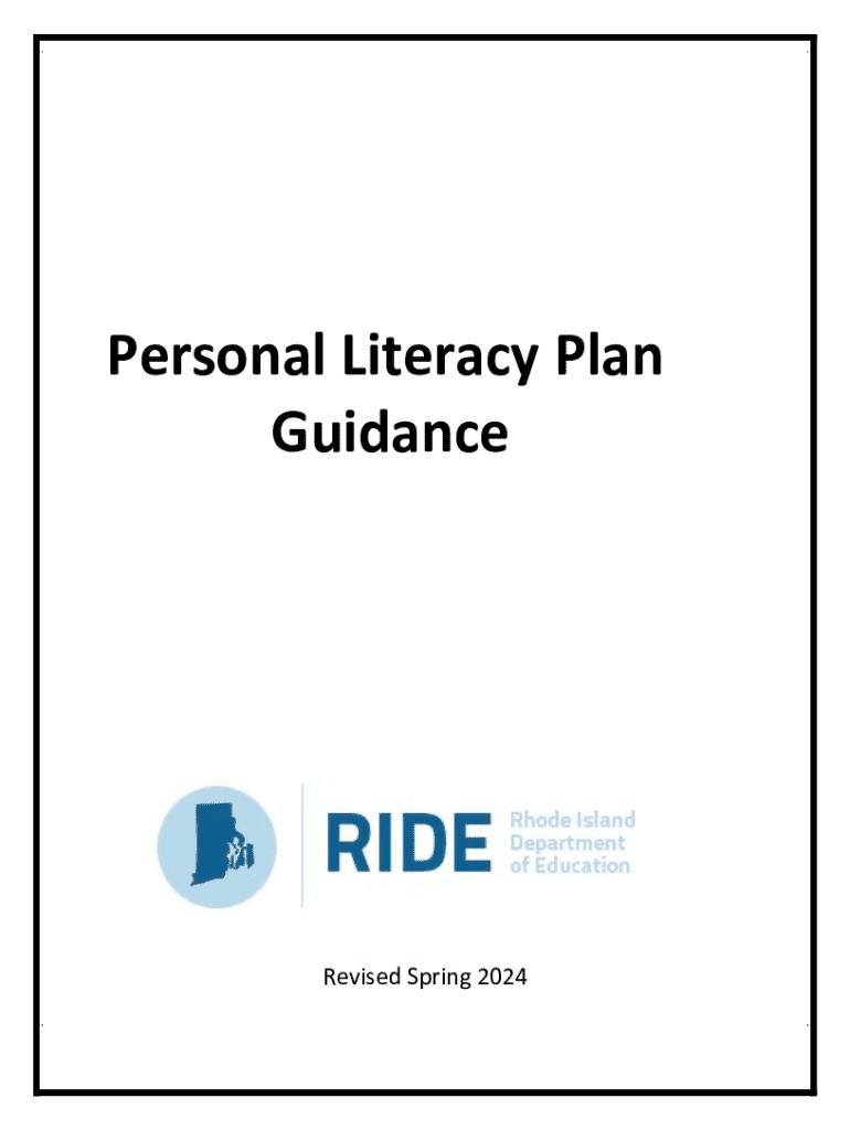 Fillable Online Personal Literacy Plan Guidance From Rhode Island ...