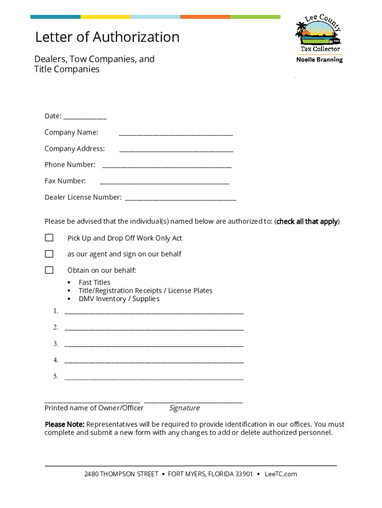Fillable Online Authorization for Dealers, Tow Companies, and Title Companies Fax Email Print ...
