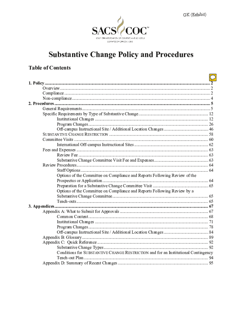 Fillable Online Substantive Change Policy and Procedures Fax Email Print - pdfFiller