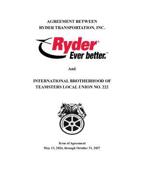 Fillable Online Agreement Between Ryder Transportation, Inc. and ...