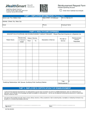 Fillable Online Reimbursement Request Form for Flexible Spending ...