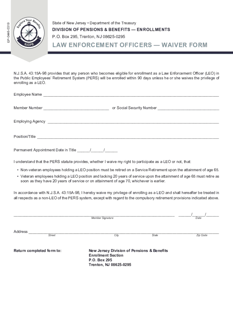 Fillable Online Law Enforcement Officers — Waiver Form Fax Email Print ...