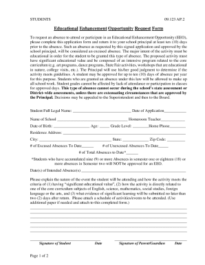 Fillable Online Educational Enhancement Opportunity Request Fax Email ...