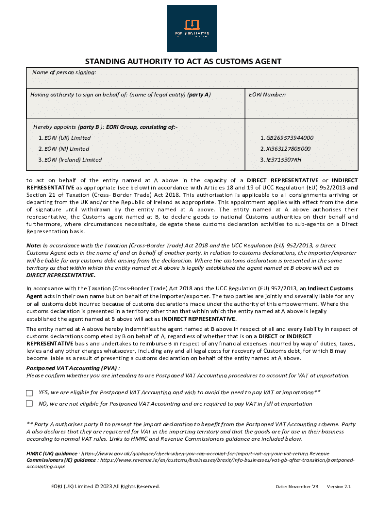Fillable Online Customs Agent Appointment and Authority Fax Email Print ...
