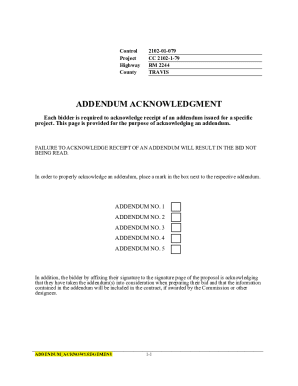 Fillable Online Addendum Acknowledgment for Project Cc 2102-1-79 Fax ...