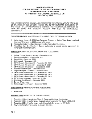 Fillable Online Resolutions of the Borough of Franklin Fax Email Print ...