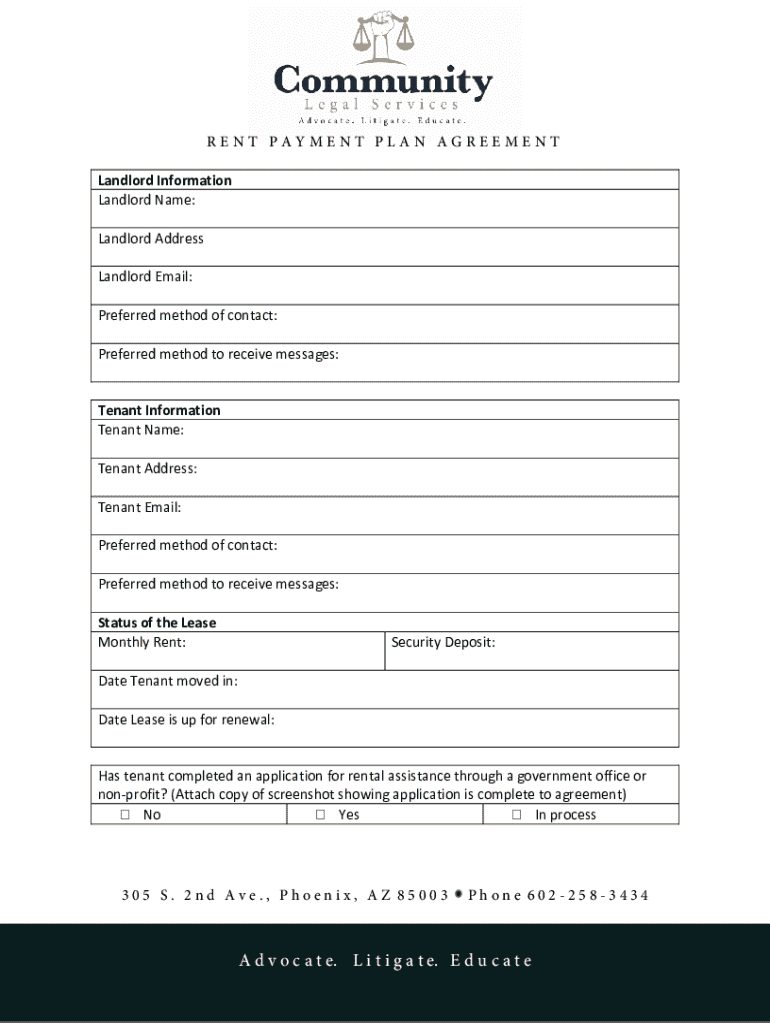 Fillable Online Rent Payment Plan Agreement Fax Email Print - pdfFiller