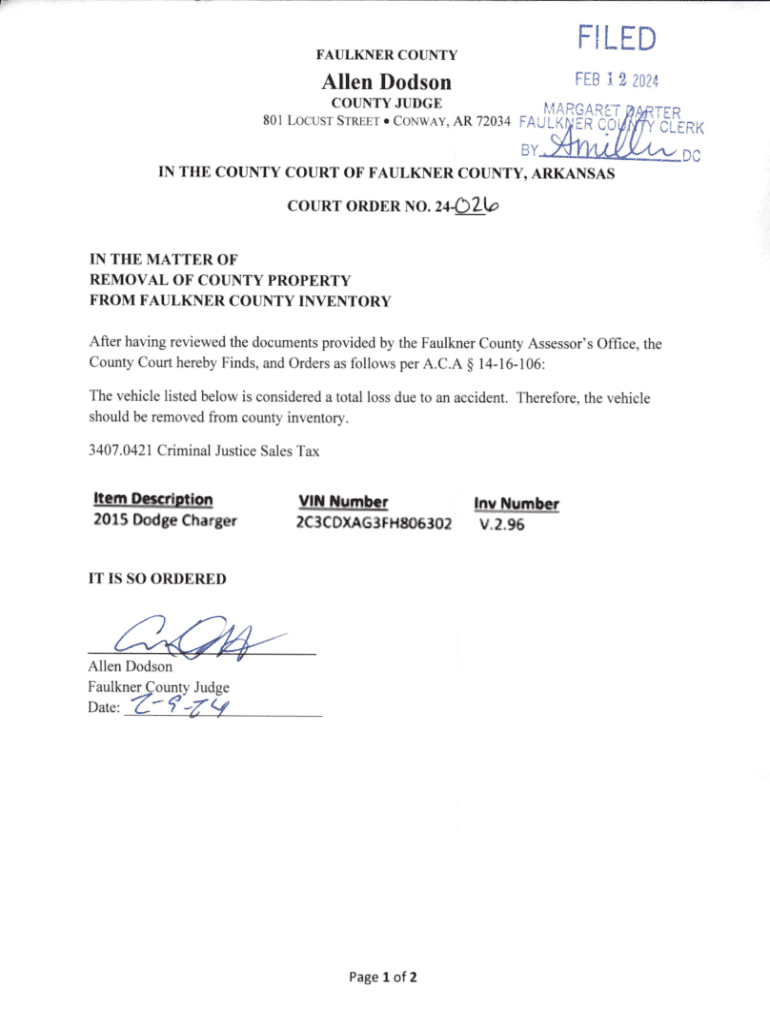 Fillable Online County Judge Allen Dodson elected to Metroplan Board of ...