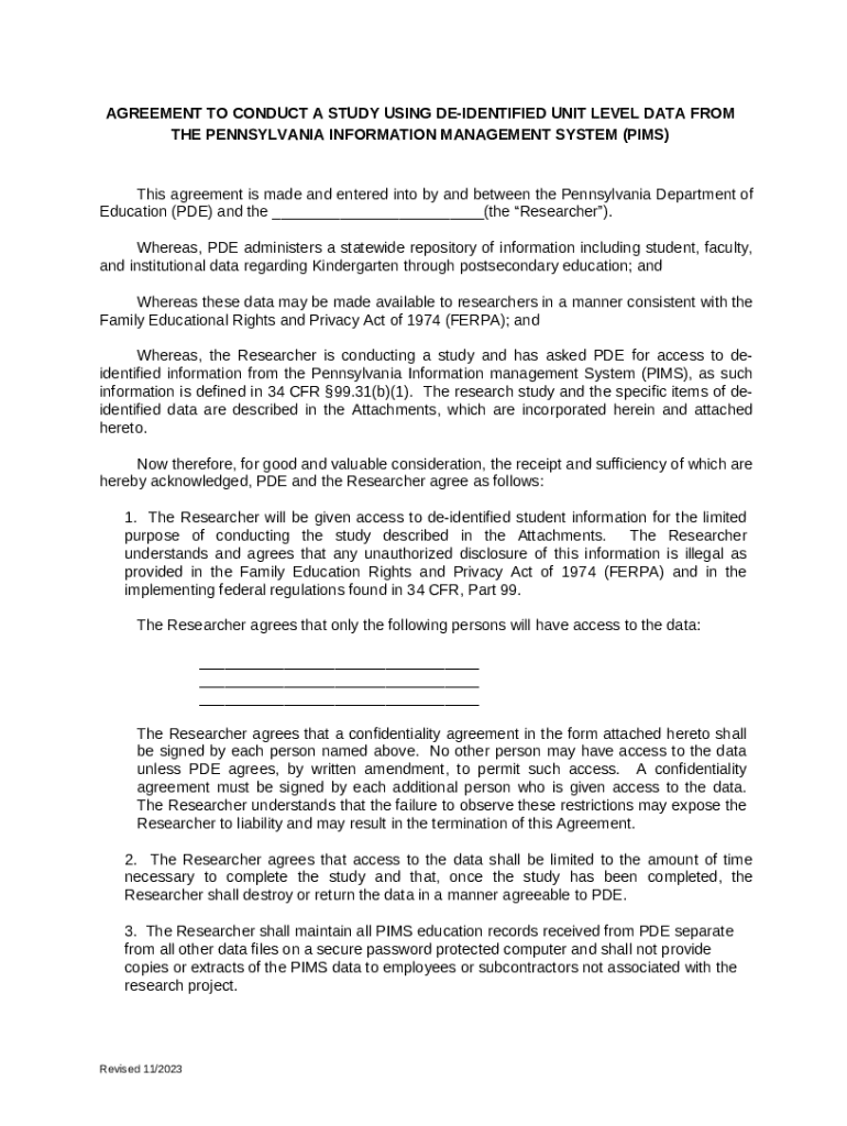 Online AGREEMENT TO CONDUCT A STUDY USING ... Doc Template | pdfFiller