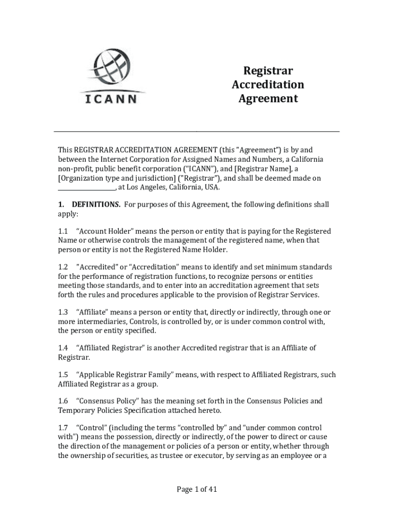 Fillable Online ICANN Approves New Registrar Accreditation Agreement ...