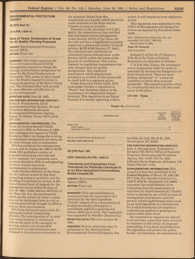 Fillable Online 40 CFR Part 81 -- Designation of Areas for Air Quality ...