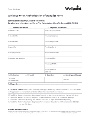 Fillable Online Trulance Prior Authorization of Benefits Fax Email Print - pdfFiller