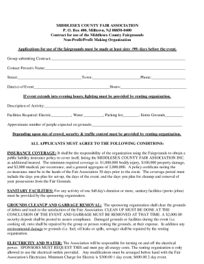 Fillable Online Contract for Use of the Middlesex County Fairgrounds Fax Email Print - pdfFiller