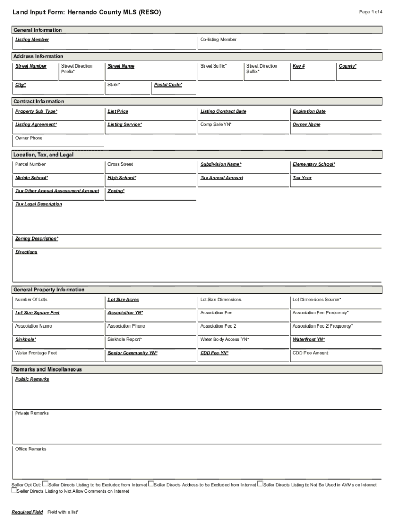 Fillable Online Hernando County Mls (reso) Fax Email Print - pdfFiller