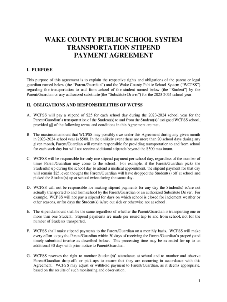 Wcpss Transportation Stipend - Fill Online, Printable, Fillable, Blank ...