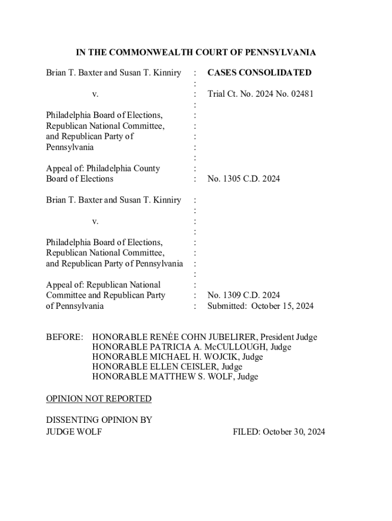 Fillable Online Baxter v. Phila. Bd. of Elections of RNC (per curiam ...