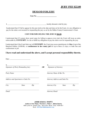 Fillable Online Jury Fee and Trial Demand Form Fax Email Print - pdfFiller