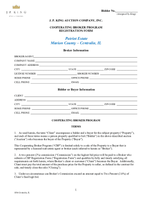 Fillable Online J. P. King Auction Company, Inc. Cooperating Broker ...