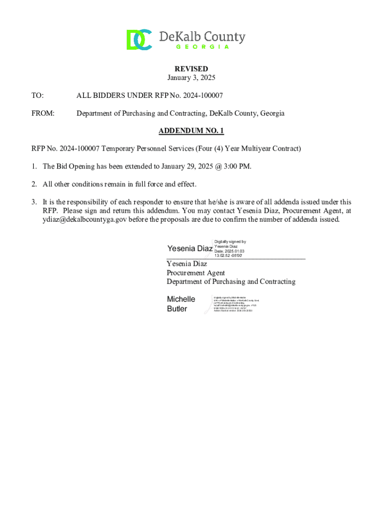 Fillable Online Addendum for Temporary Personnel Services Rfp Fax Email ...