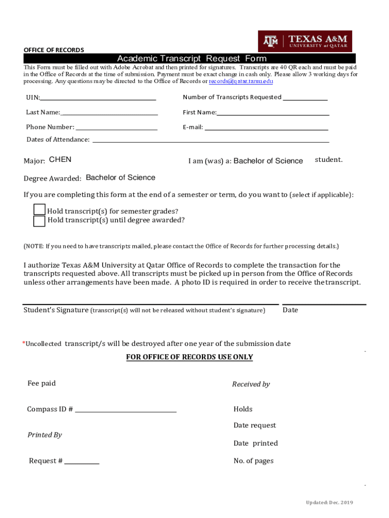 Fillable Online Academic Transcript Request Fax Email Print - pdfFiller