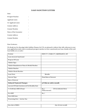 Fillable Online Loan Sanction Notification Fax Email Print - pdfFiller