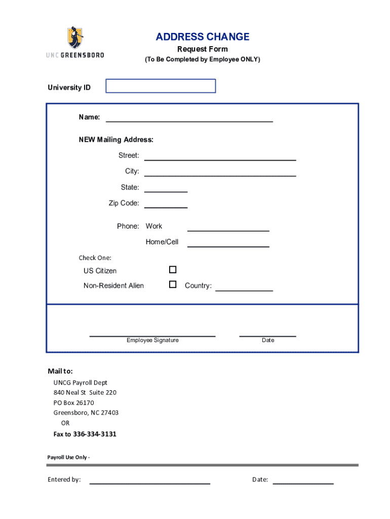 Fillable Online Address Change Request Form for Employees Fax Email Print - pdfFiller