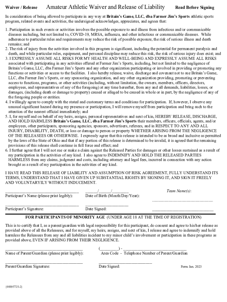 Fillable Online Waiver / Release Fax Email Print - pdfFiller